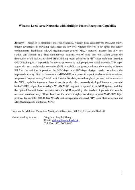 pdf how does multiple packet reception capability scale the performance of wireless local area