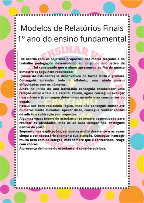 Modelos De Relat Rios Individuais Dos Alunos Cantinho Ensinar