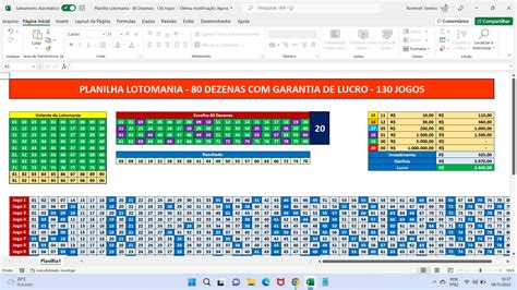 Planilha Lotomania 80 Dezenas Garantia De 18 Pontos Planilhas