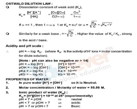 Ionic Equilibrium Revision Notes For Jee Mains Neet Entrance Exam