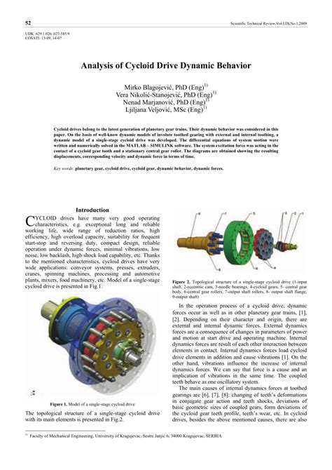 pdf analysis of cycloid drive dynamic behavior