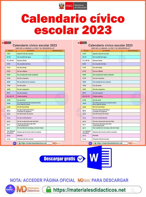 Calendario cívico escolar 2023 Calendario Calendario escolar Dia de