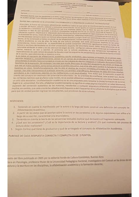 Examen 2 Seminario de Comprensión y Producción de textos Studocu