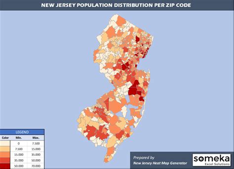 New Jersey Zip Code Map In Excel Zip Codes List And Population Map