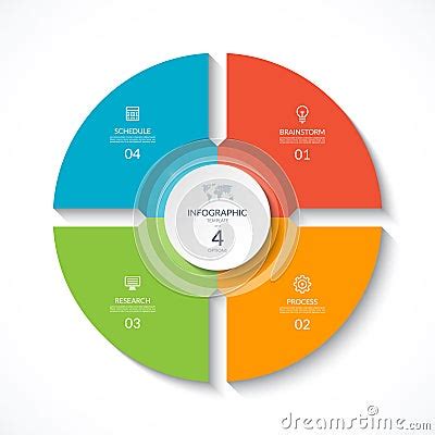 Infographic Circle Cycle Diagram With 4 Stages Cartoon Vector