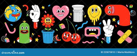 Paquete De Stickers De Graciosos Personajes De Dibujos Animados