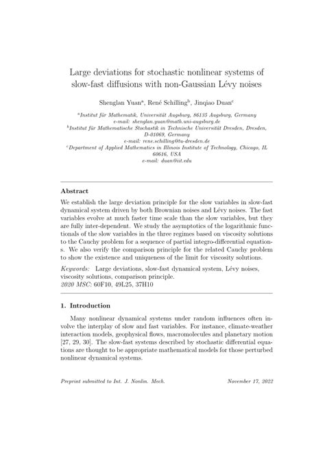 pdf large deviations for stochastic nonlinear systems of slow fast diffusions with non