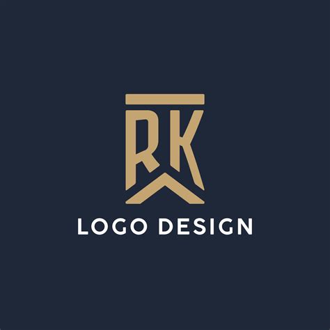 RK Initial Monogram Logo Design In A Rectangular Style With Curved