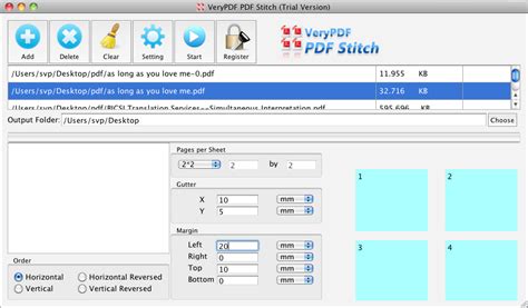 how to stitch multiple pdf pages into one page in mac os x
