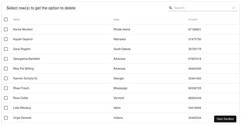 React Material Table Delete Multiple Rows Codesandbox