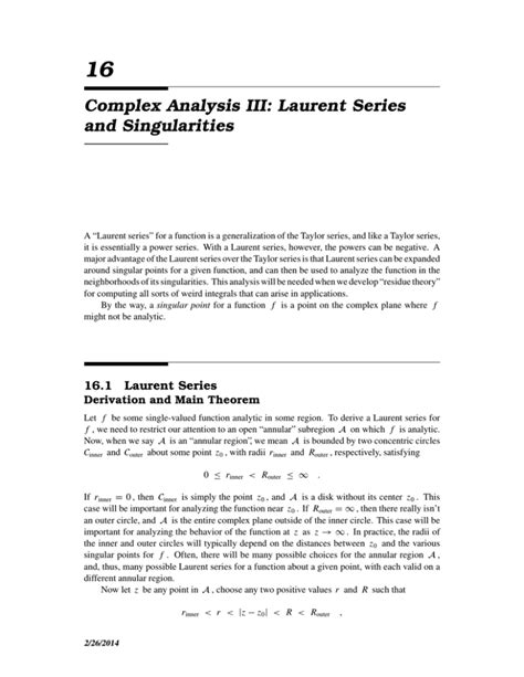complex analysis iii laurent series and singularities