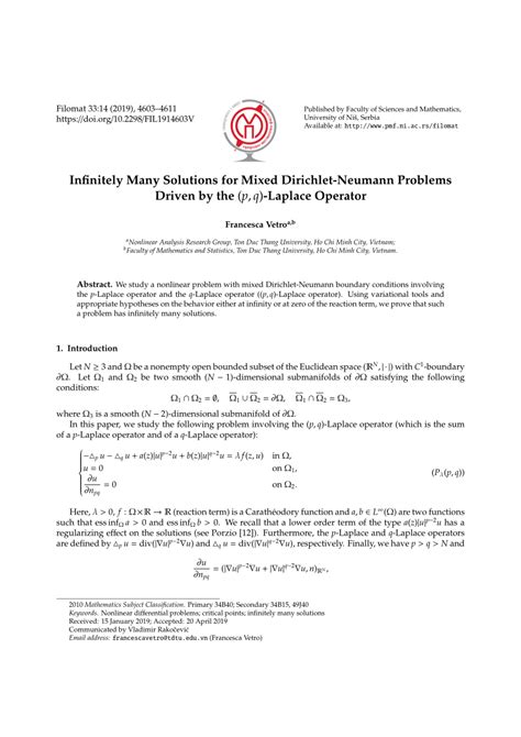 pdf infinitely many solutions for mixed dirichlet neumann problems driven by the p q laplace
