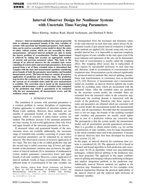 pdf interval observer design for nonlinear systems with uncertain time varying parameters