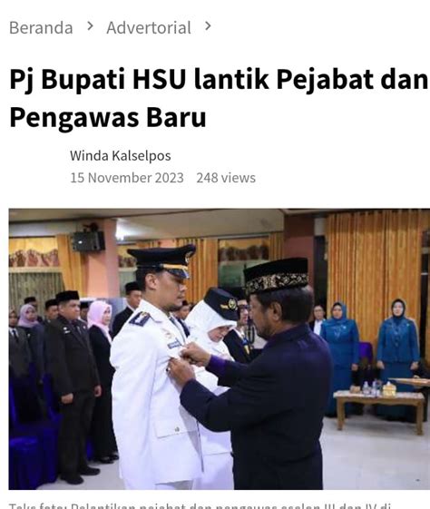 Pj Bupati HSU Lantik Pejabat Dan Pengawas Baru Hsus Dan