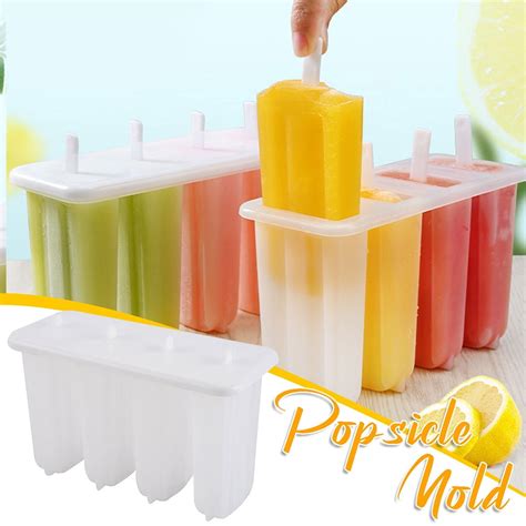 Qucoqpe 4 Cavity Silicone Popsicle Molds BPA Free Reusable Ice Pop