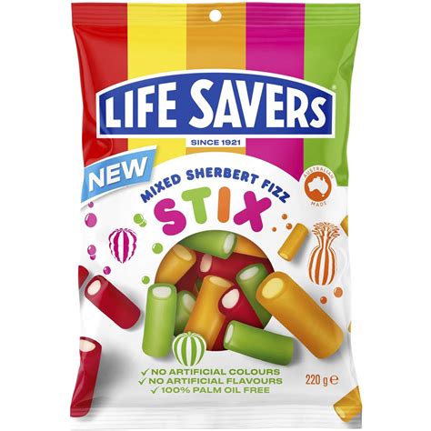 Life Savers Mixed Sherbert Fizz Stix 220g Woolworths
