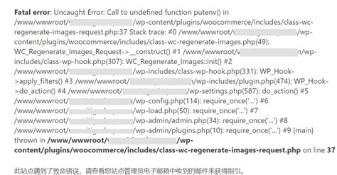 woocommerce报致命错误 fatal error call to undefined function putenv 云模板