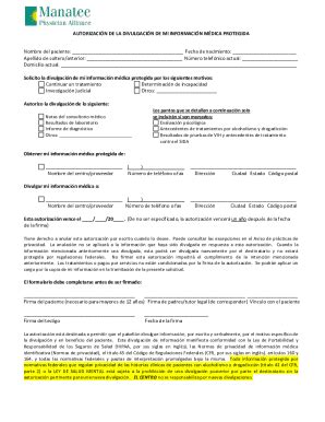 Completable En línea HIPAA Authorization for Disclosure Spanish doc Fax