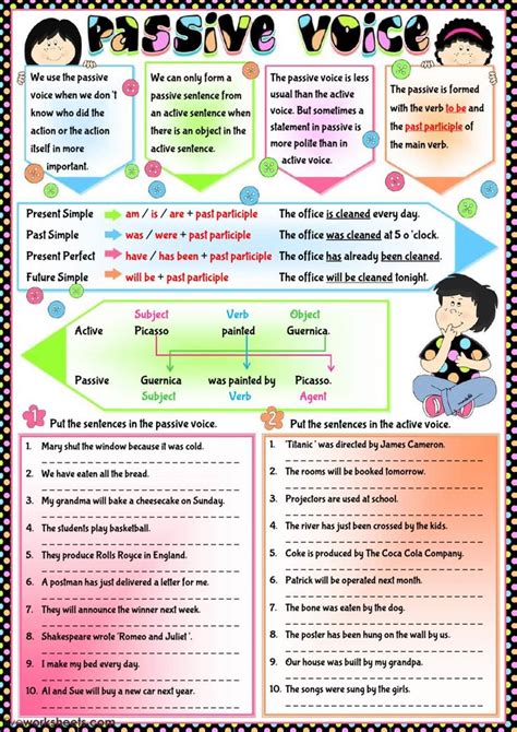 The Passive Voice Worksheet Is Shown In This Graphic Diagram Which
