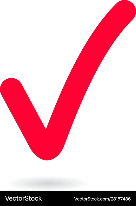 Red Tick Check Mark Tick Symbol Icon Sign Vector Image