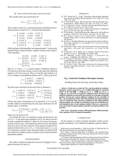 pdf h∞ control for nonlinear descriptor systems