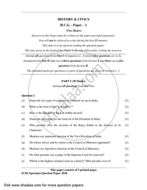 Icse History Class 10 Question Papers 2023 Image To U