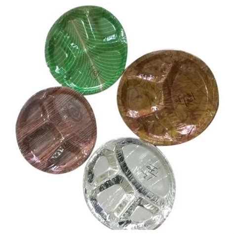 Plain 4 Compartment Disposable Paper Plates Paper GSM 120 150 Size