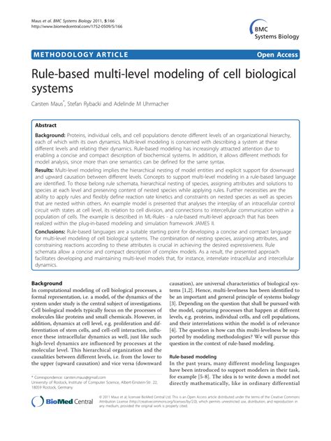 pdf rule based multi level modeling of cell biological systems
