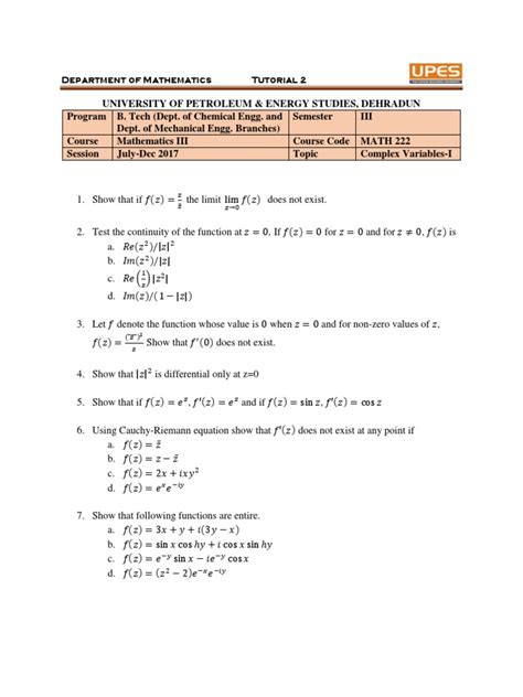 tutorial ii math 222 pdf trigonometric functions complex analysis