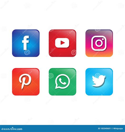 ícones Das Mídias Sociais Conjunto De Logotipos De Mídia Social Mais