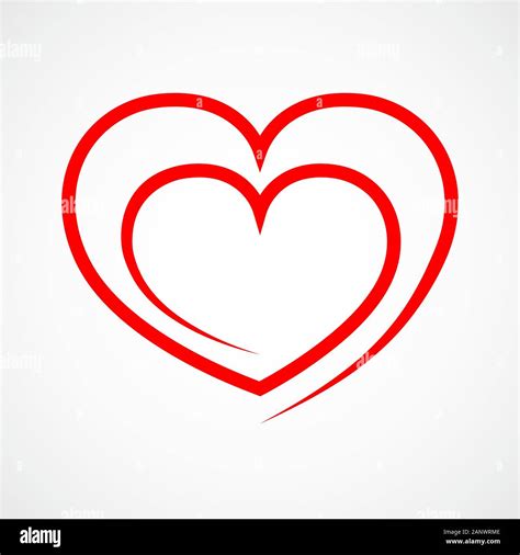Abstract Heart Shape Outline Vector Illustration Red Heart Icon In