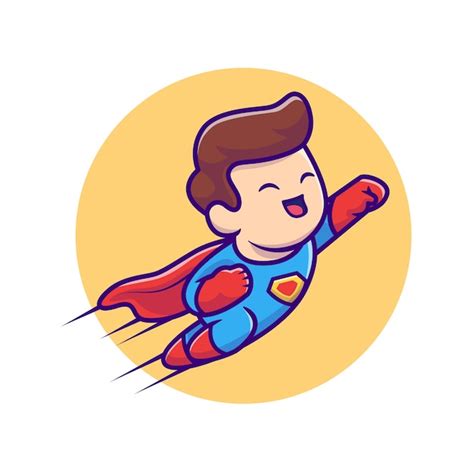 Lindo superhéroe volando ilustración de dibujos animados concepto de
