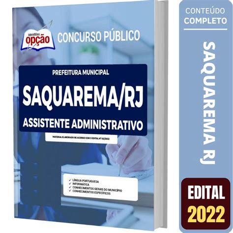 Apostila Saquarema Rj Assistente Administrativo Solu O Cursos E