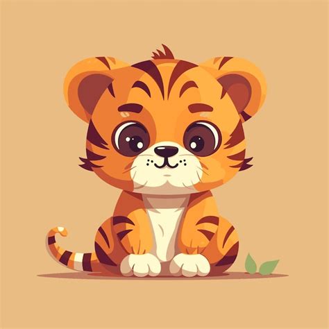 Adorable bebé sentado ilustración vector tigre Vector Premium