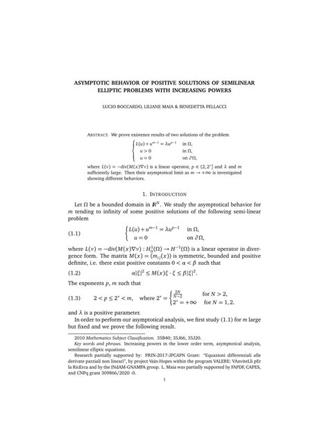 pdf asymptotic behaviour of positive solutions of semilinear elliptic problems with increasing