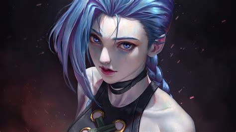 Jinx League Of Legends Blue Hair Women Video Game Characters Arcane Digital Art