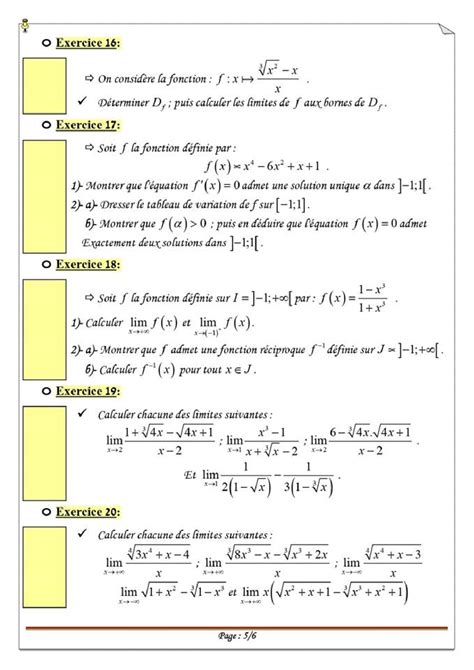 Limites et continuité Exercices non corrigés 3 AlloSchool