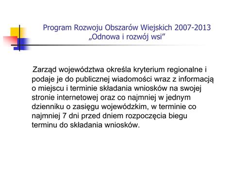 PPT Program Rozwoju Obszarów Wiejskich 2007 2013 PowerPoint