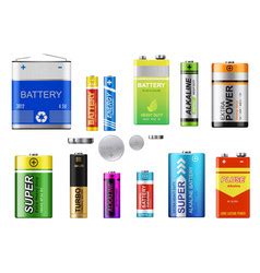 Alkaline Battery Different Sizes Icons Set Vector Image