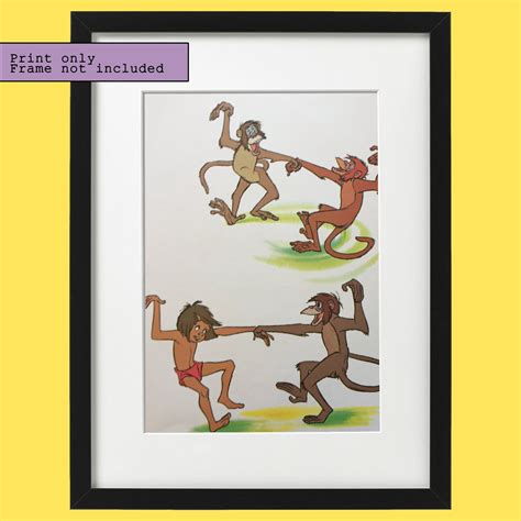 1986 Vintage The Jungle Book Mowgli Monkeys Bandar Log Themed Print