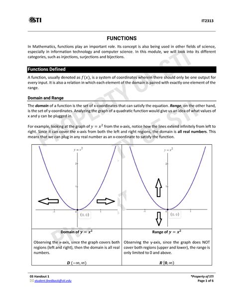 03 handout 1 functions functions defined domain and range injective surjective and bijective