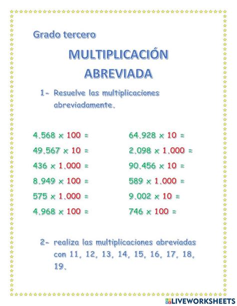 Multiplicaci N Abreviada Interactive Worksheet Actividades En Clase