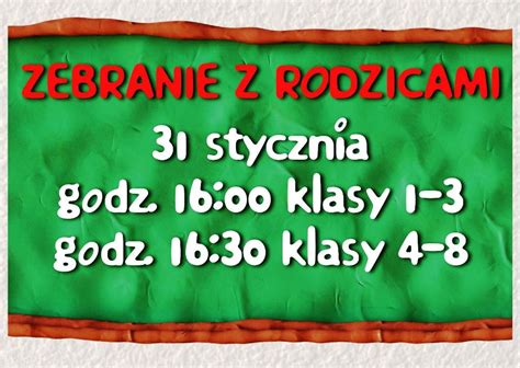 Zebranie Z Rodzicami Publiczna Szko A Podstawowa Im T Ko Ciuszki W