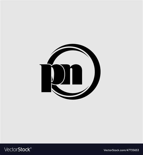 Letters Pn Simple Circle Linked Line Logo Vector Image
