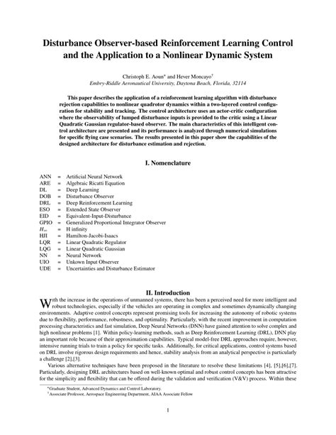 pdf disturbance observer based reinforcement learning control and the application to a