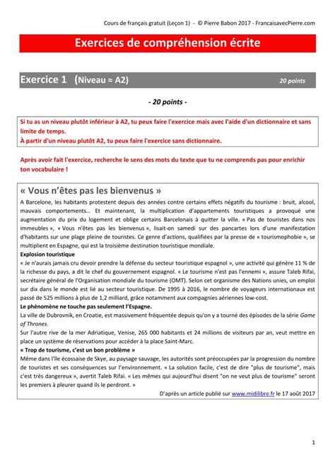 PDF Exercices de compréhension écrite Cloud Object Gratuit Lecon