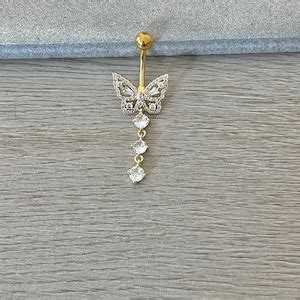 Gold Butterfly Belly Button Ring Dainty Belly Button Jewelry Gold Cute