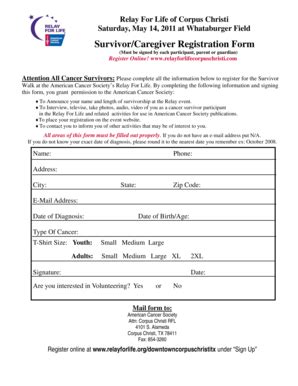 Fillable Online Relay Acsevents Fy Survivorregistration Form Pub