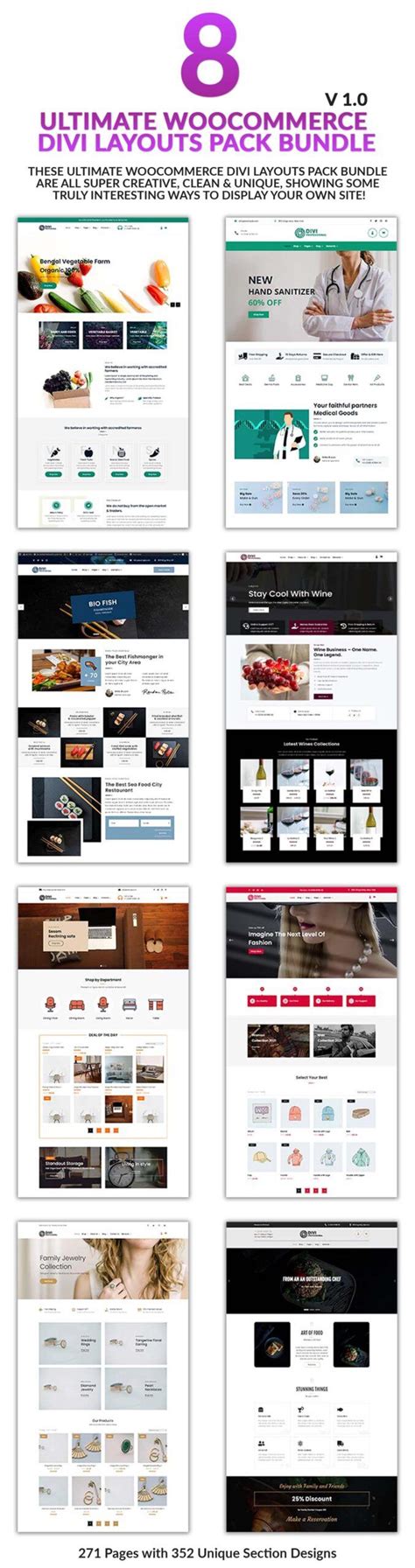 Ultimate Woocommerce Divi Layouts Pack Bundle Divi Professional