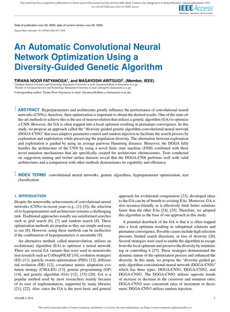 pdf an automatic convolutional neural network optimization using a diversity guided genetic